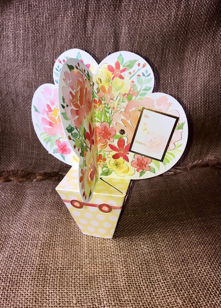 Flowers Plant Bouquet Pop-up Card Butterflies Ribbon | Etsy