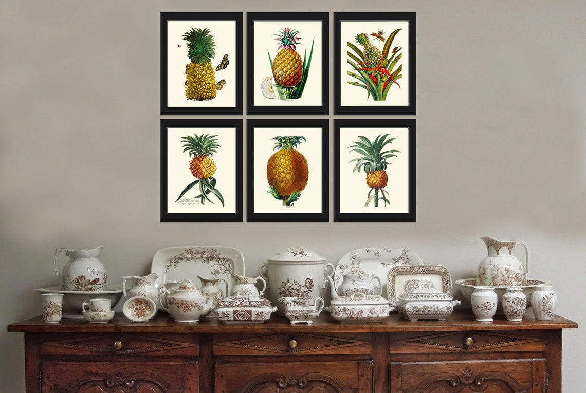 Pineapple Wall Art Print Set of 6 Beautiful Colorful Tropical | Etsy