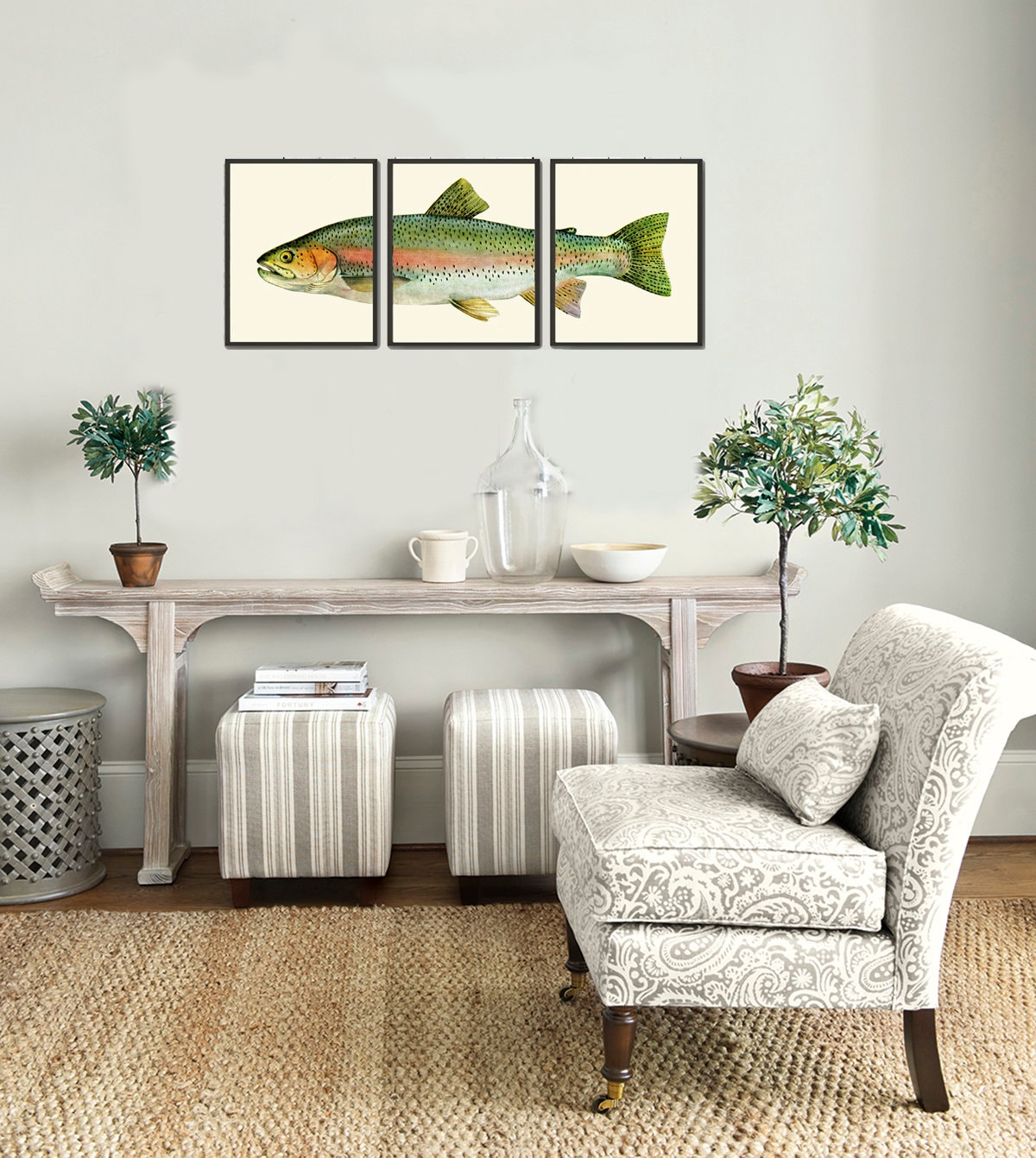 Rainbow Trout Print Wall Art Set of 3 Beautiful Antique - Etsy