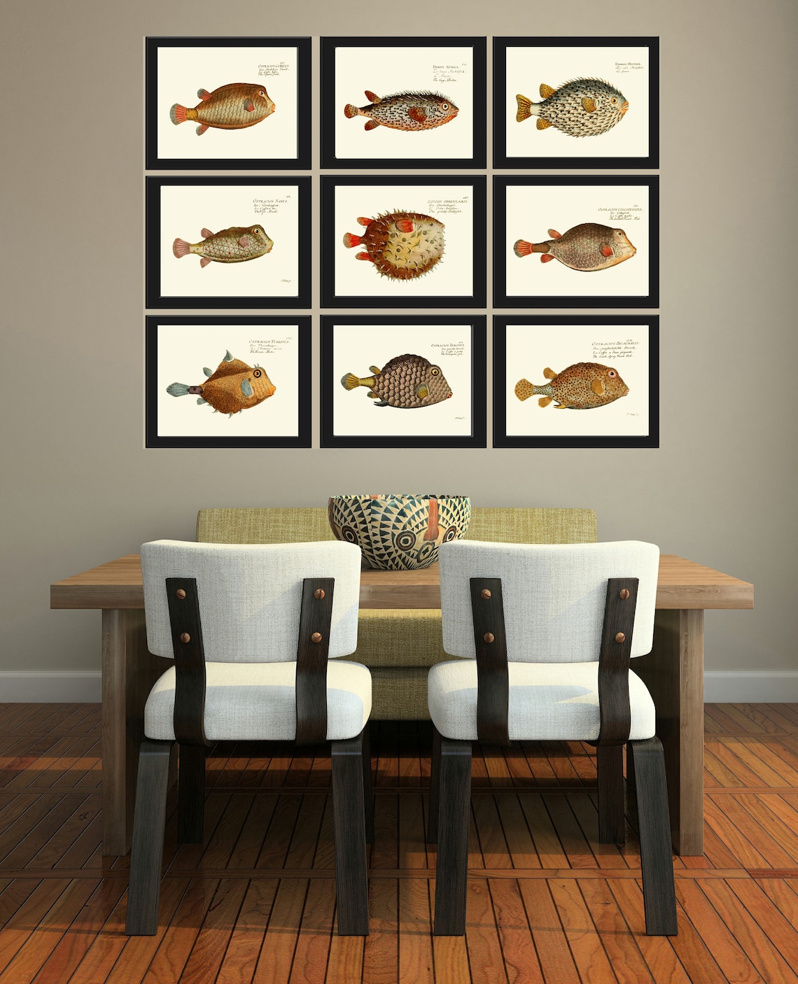 Tropical Fish Wall Art Print Set of 9 Beautiful Colorful Puffer Boxfish ...