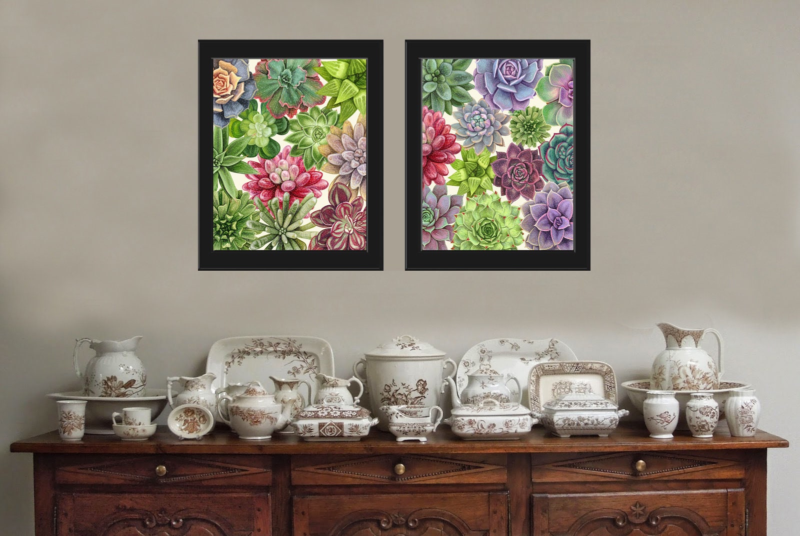Succulent Print Set of 2 Prints Beautiful Illustration Picture | Etsy