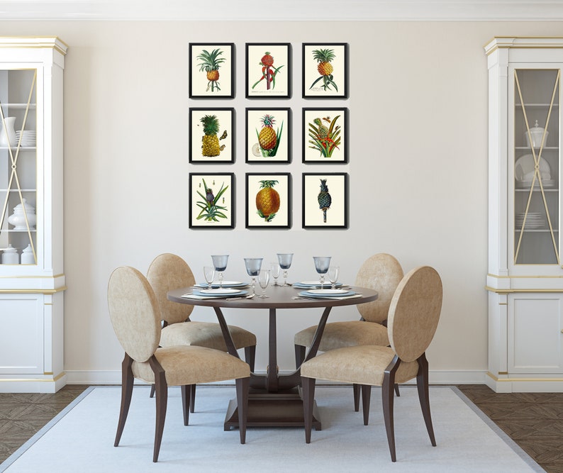 Pineapple Wall Art Print Set of 9 Antique Beautiful Antique Vintage ...