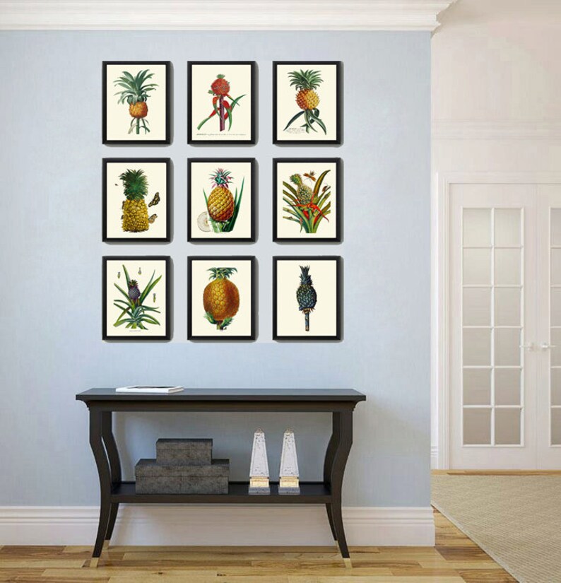 Pineapple Wall Art Print Set of 9 Antique Beautiful Antique Vintage ...
