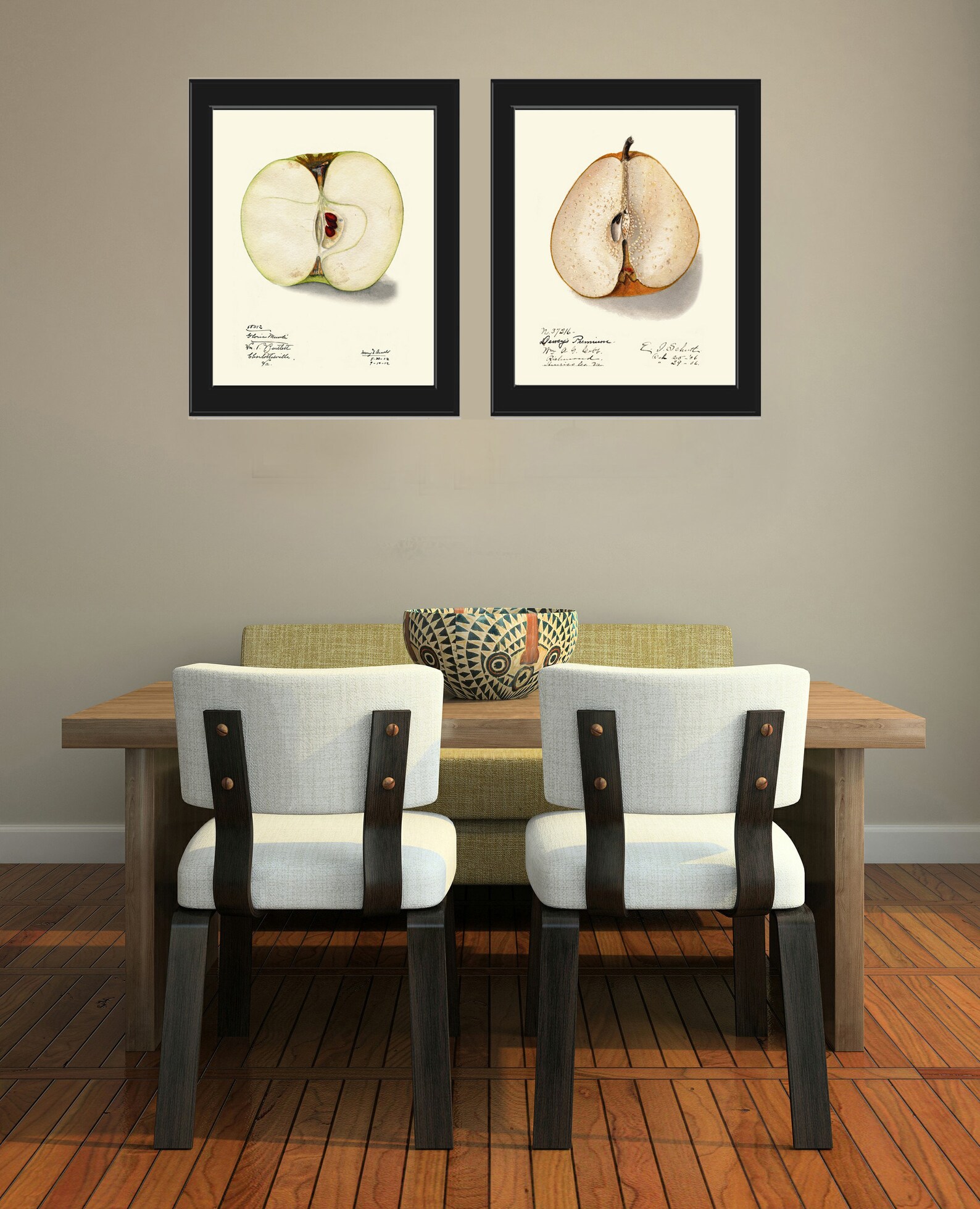 Apple and Pear Botanical Print Set of 2 Beautiful Garden Fruit | Etsy