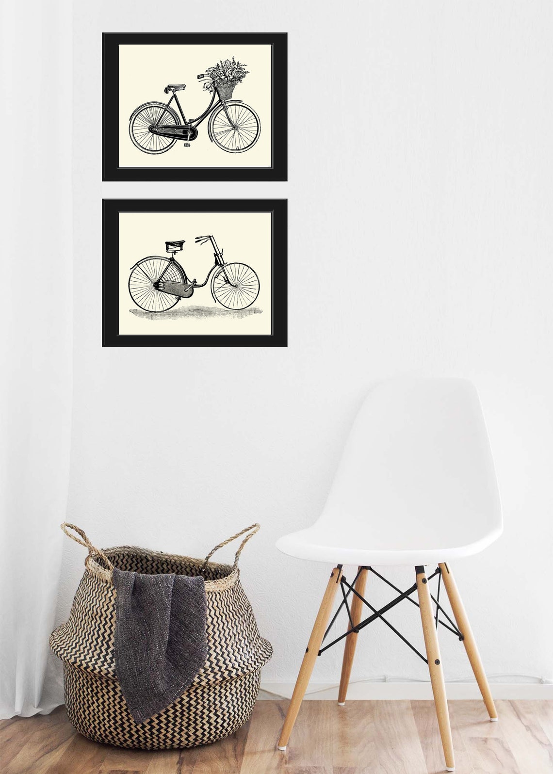 Vintage Bicycle Bike Print Set of 2 Prints Beautiful Antique ...