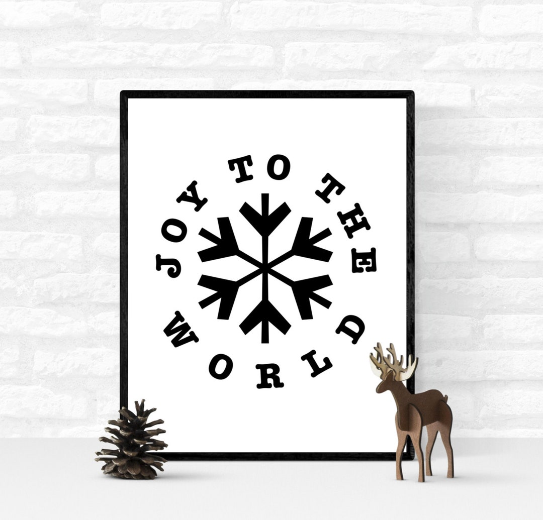 Joy to the World - Digital Wall Art Print, Black & White Minamalist ...