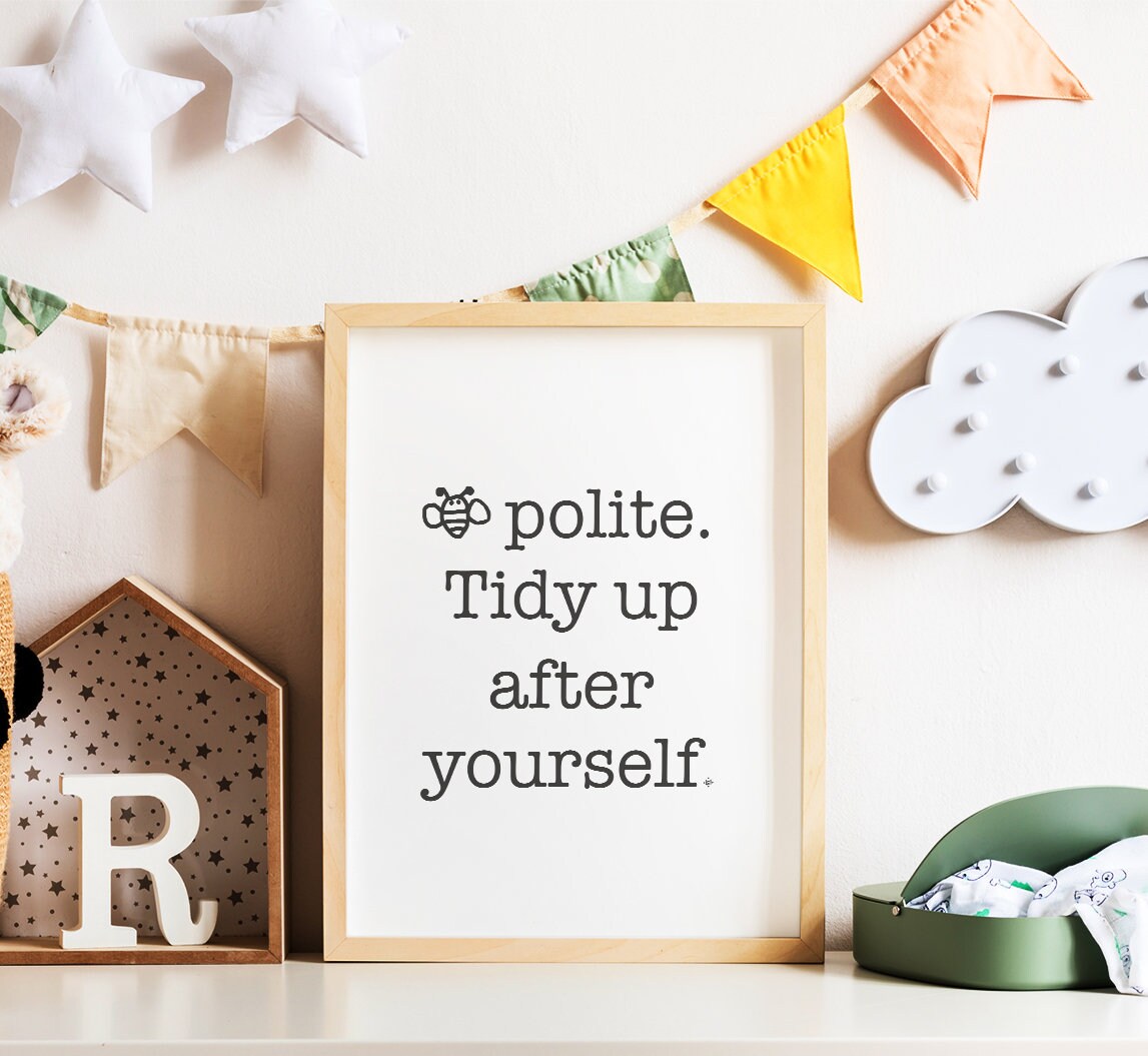 Bee Polite. Tidy up ... Digital Wall Art Print Black & White - Etsy