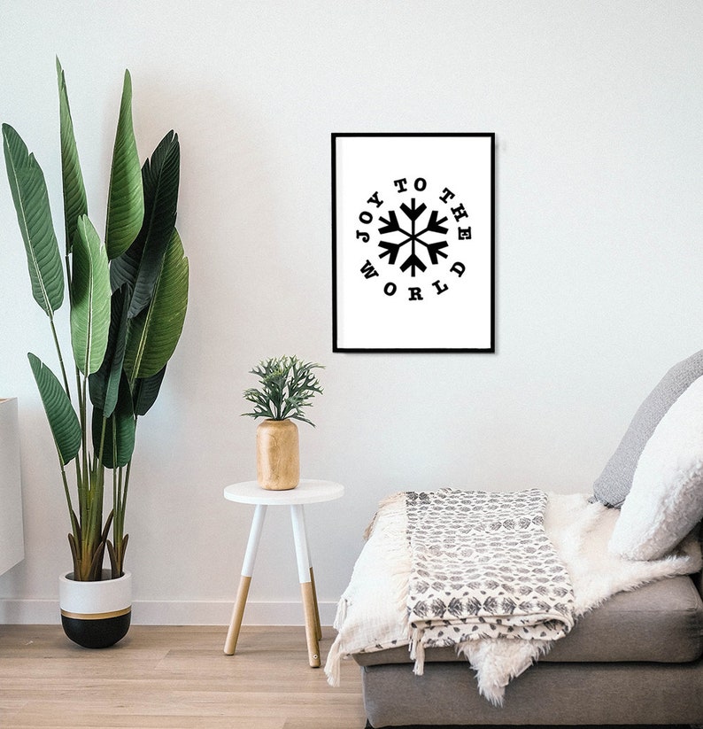 Joy to the World - Digital Wall Art Print, Black & White Minamalist ...