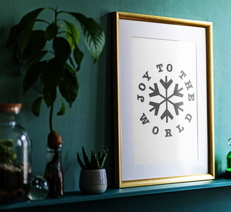 Joy to the World - Digital Wall Art Print, Black & White Minamalist ...