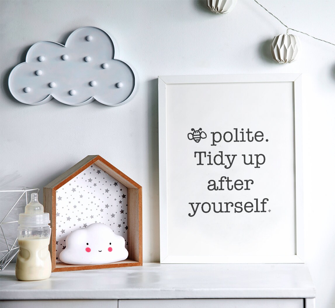 Bee Polite. Tidy up ... Digital Wall Art Print Black & White - Etsy