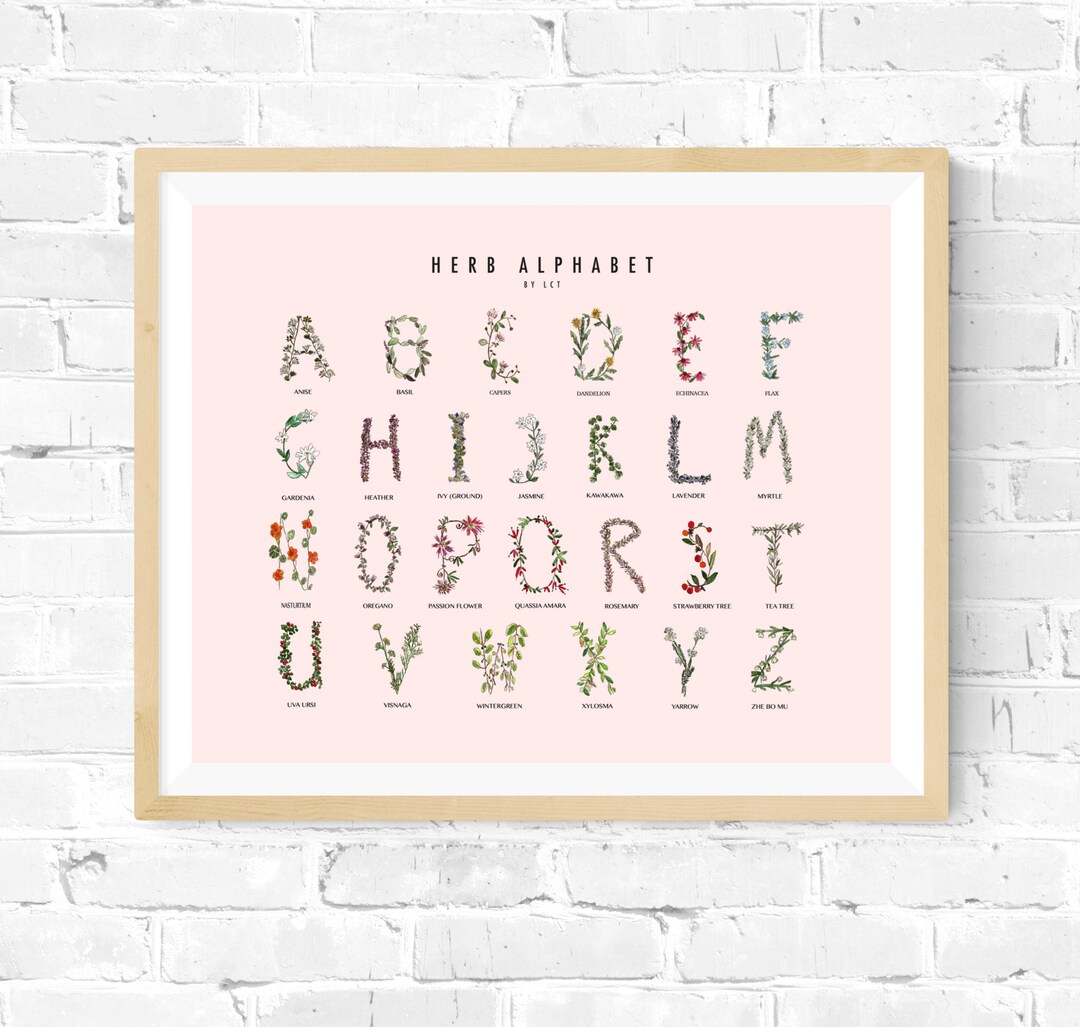 Botanical Alphabet Art Print: Floral Nursery Decor (12 X 14 Inch) - Etsy