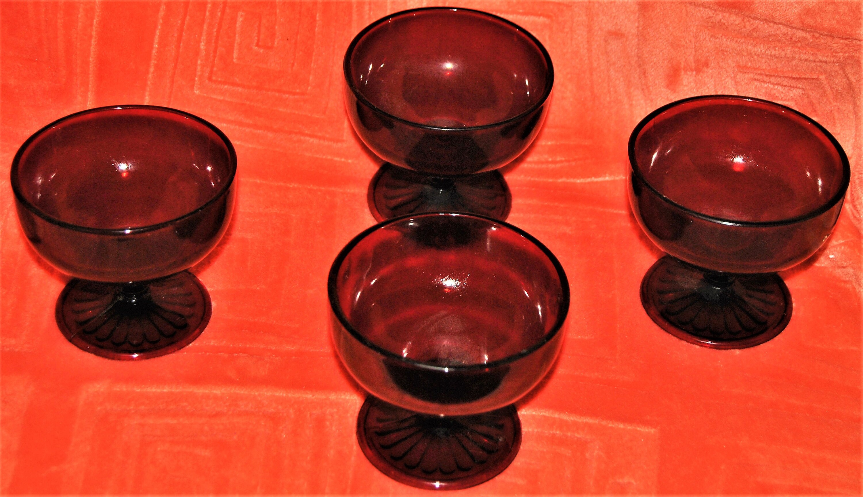 Ruby Red Depression Glass Set of 4 Small Sherbert Dishes | Etsy