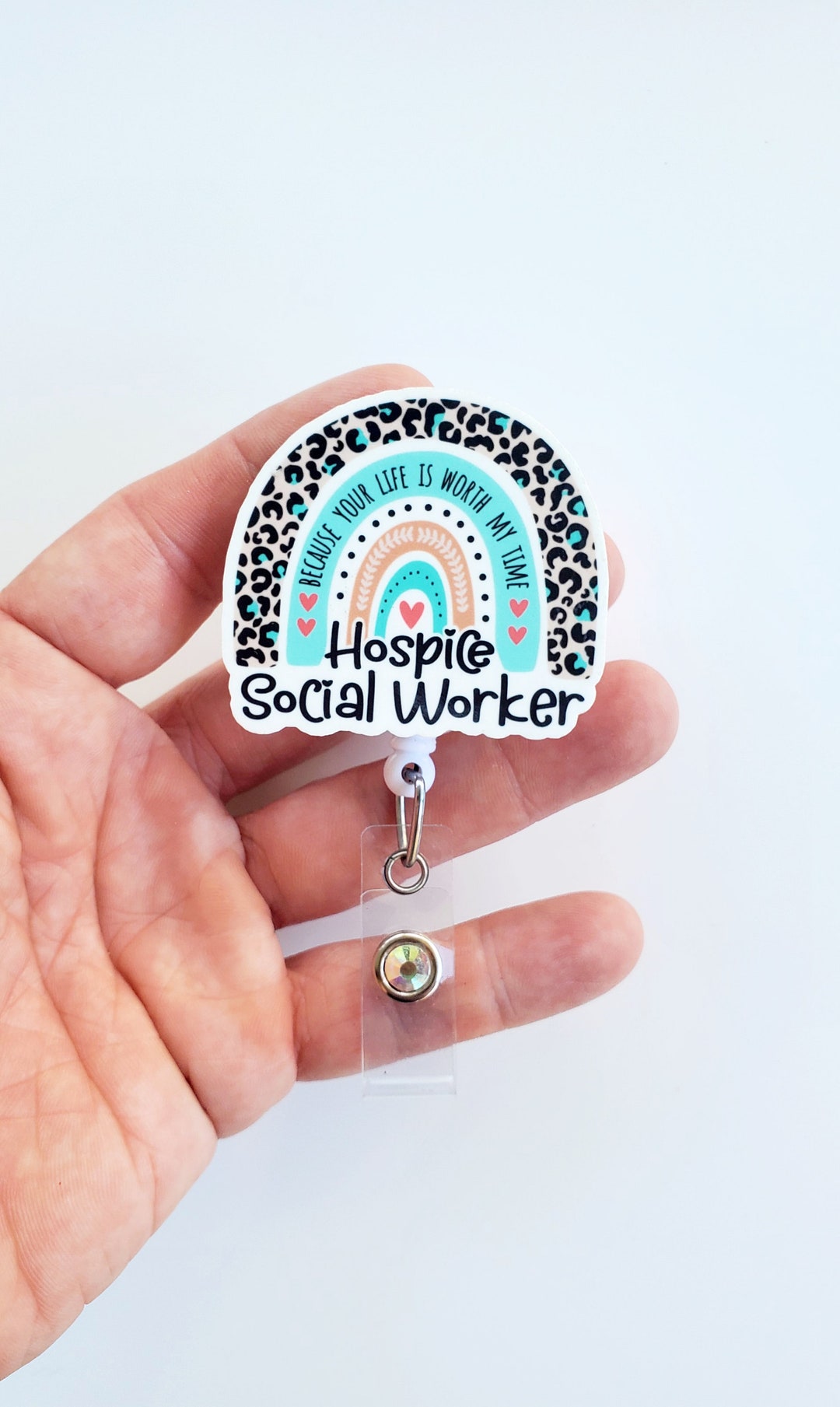 Hospice Social Worker Rainbow Badge Reel | Hopsice Social Worker Gift ...