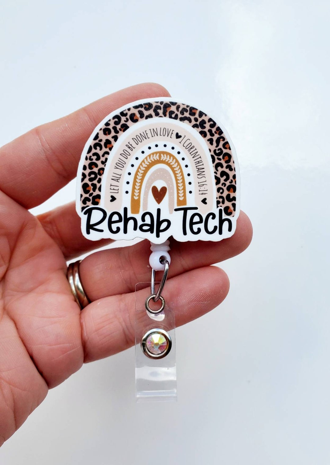Rehab Tech Badge Reel | Rainbow Badge Reel | Rehab Tech Carabiner - Etsy