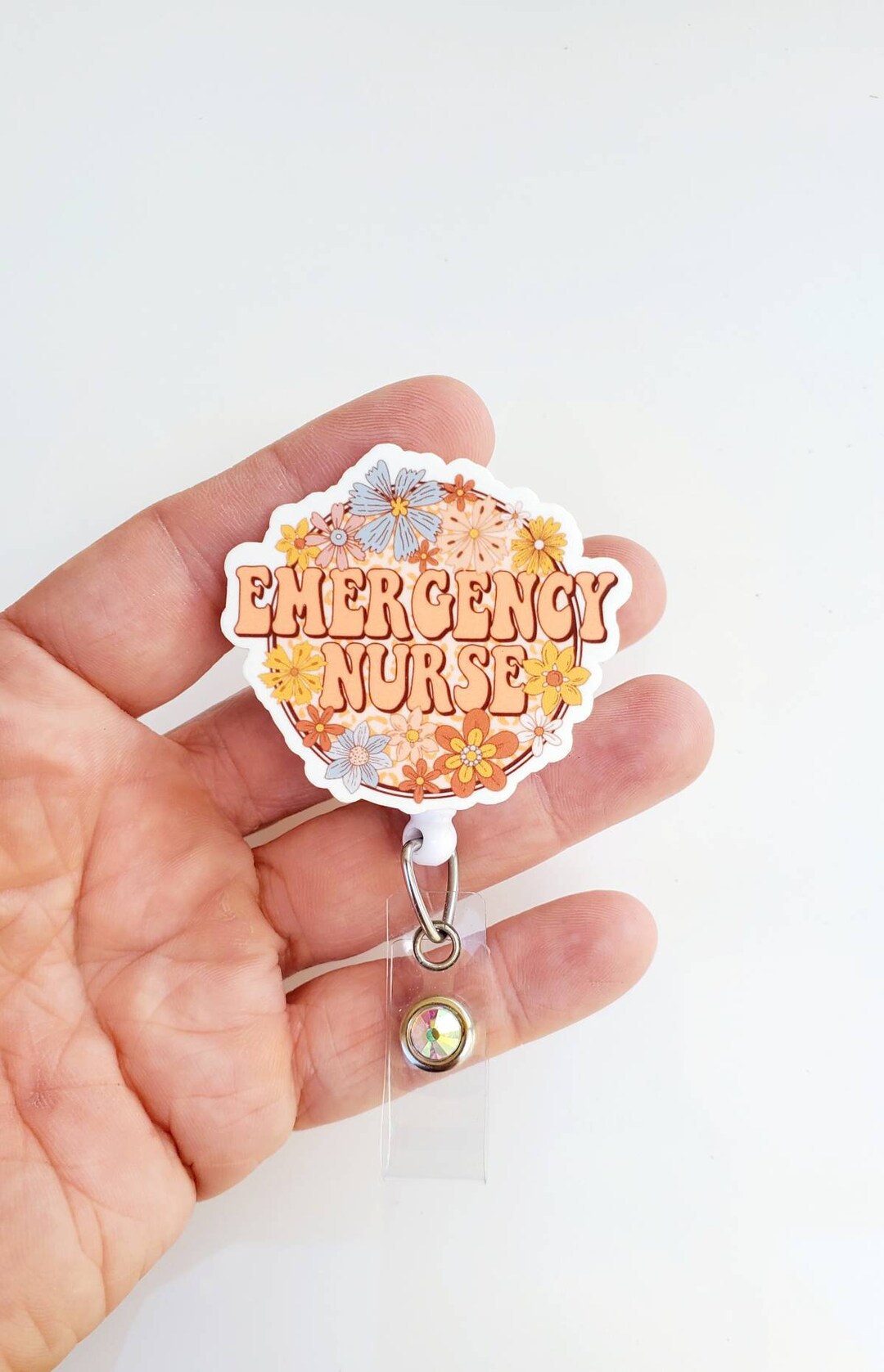 Emergency Nurse Badge Reel | Badge Reel | Emergency Nurse Floral Badge ...