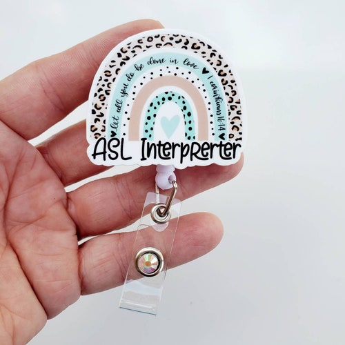 ASL Interpreter Sign Language PERSONALIZED Button Badge - Etsy
