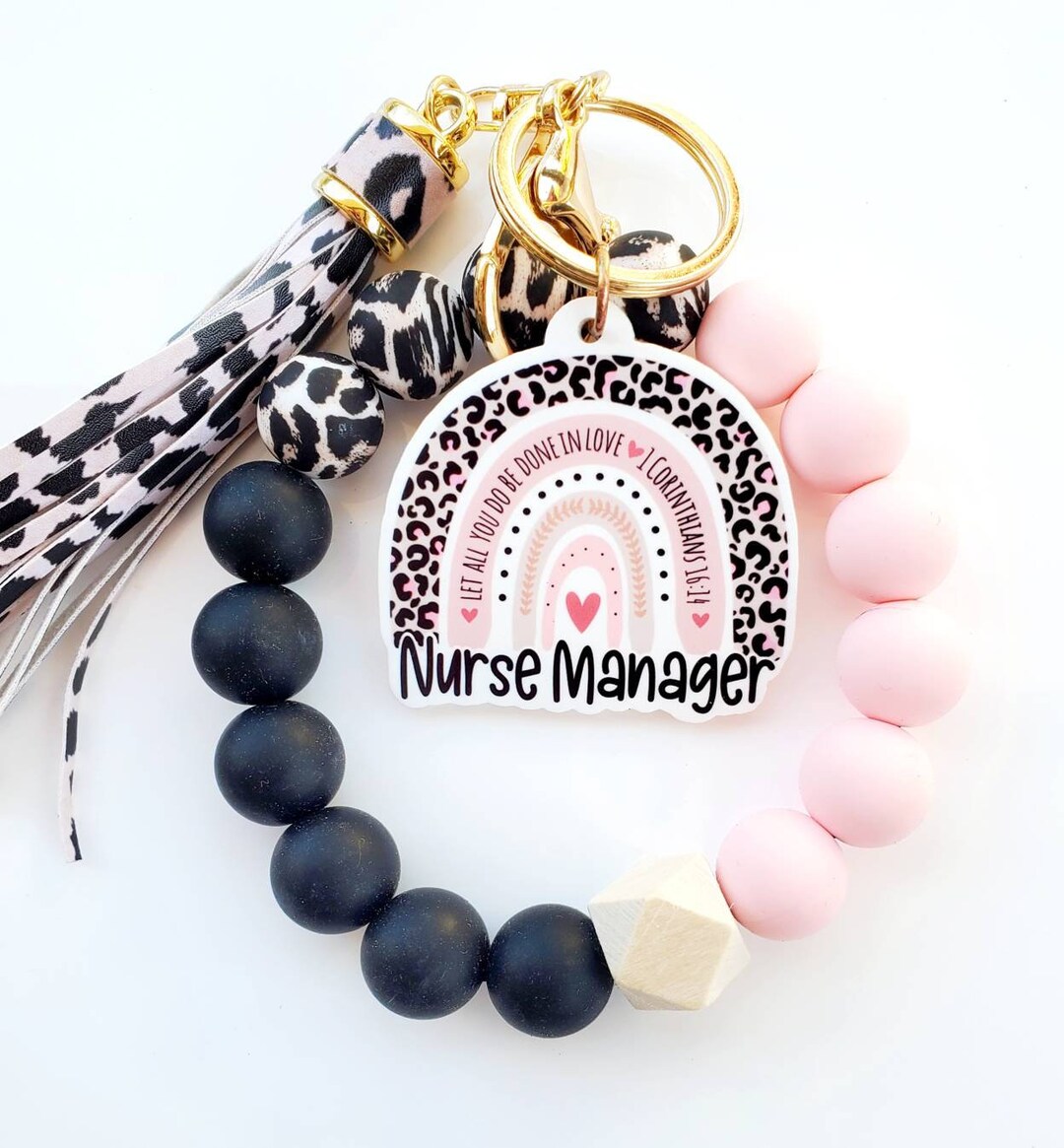 Nurse Manager Wristlet | Nurse Manager Bangle Keychain | Silicone Bead ...