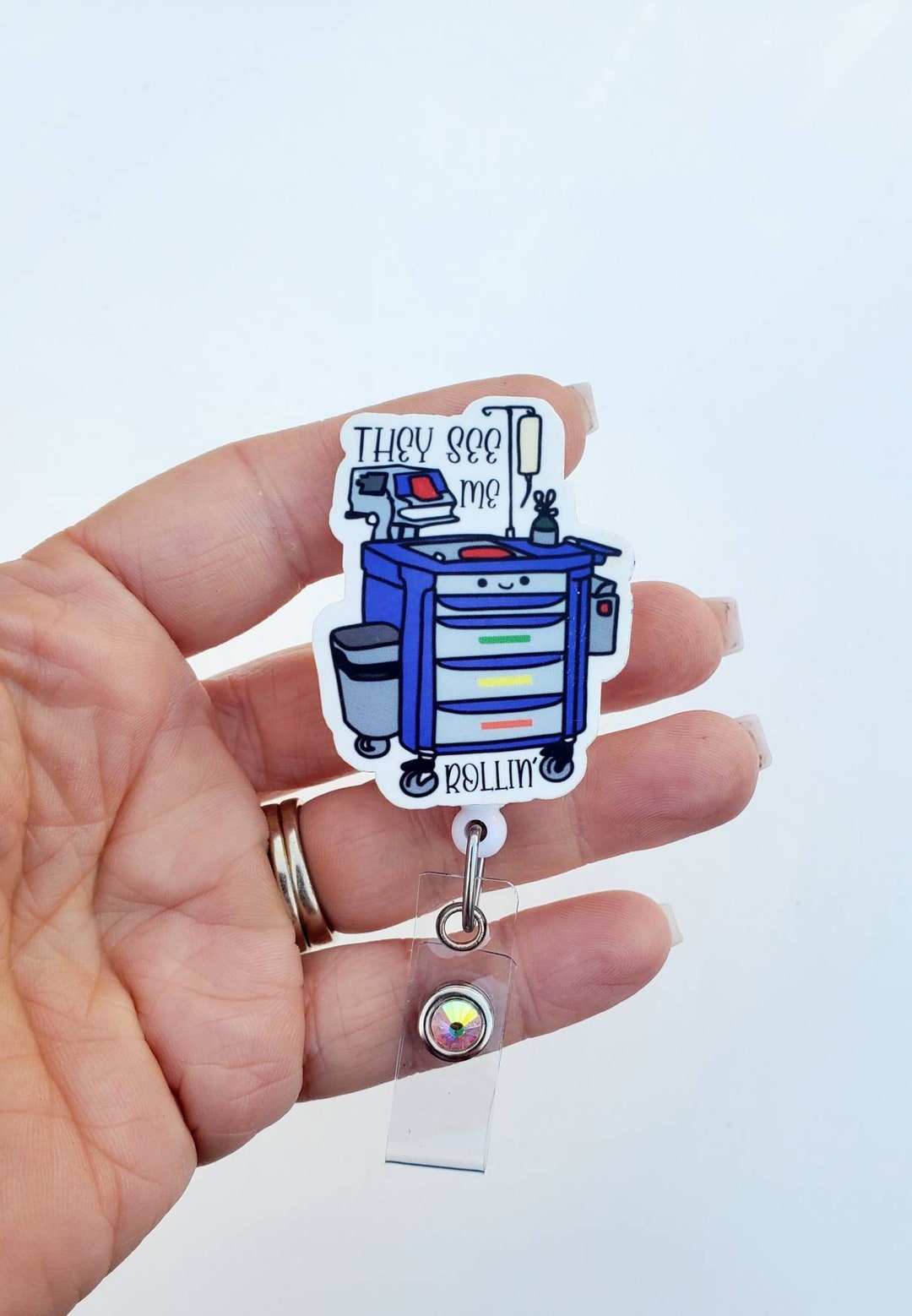 ER Nurse Badge Reel | Cute Code Cart Nurse Badge | Crash Cart Badge ...