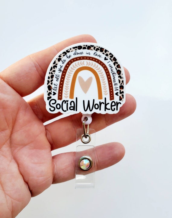Social Worker Rainbow Badge Reel SW Badge Reel Social - Etsy