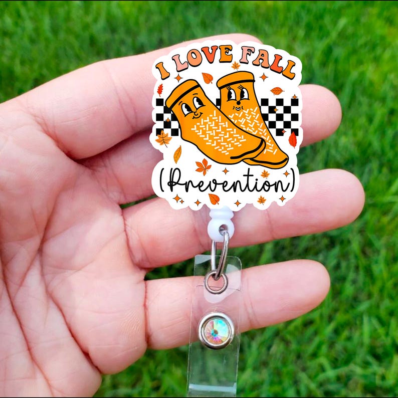 Fall Prevention Badge Reel | Funny Fall Badge Reel | Nurse Badge ...