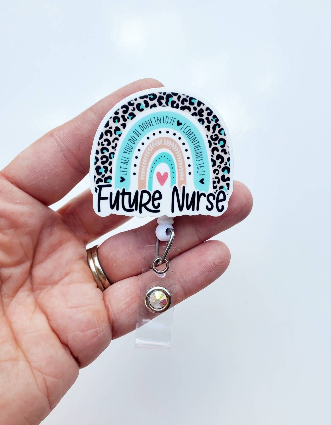 Future Nurse Badge Reel Future Nurse Rainbow Badge Boho - Etsy