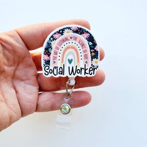 Social Worker Rainbow Badge Reel SW Badge Reel Social Worker Badge Reel ...