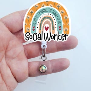 Social Worker Rainbow Badge Reel | SW Badge Reel | Social Worker Badge ...
