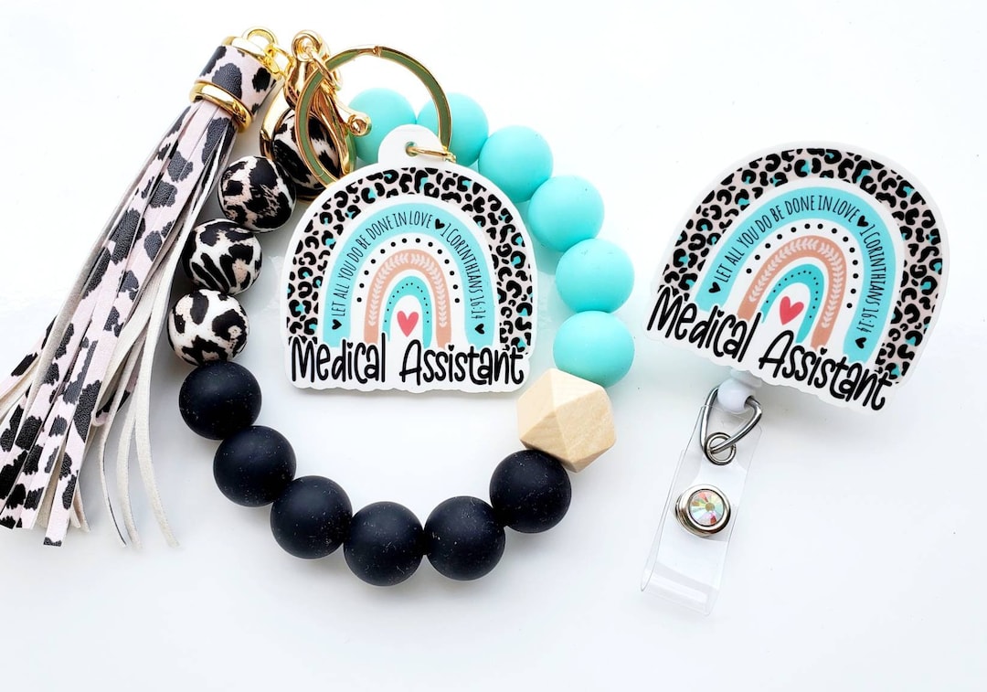 Medical Assistant Badge Reel Gift Set | Medical Assistant Wristlet ...