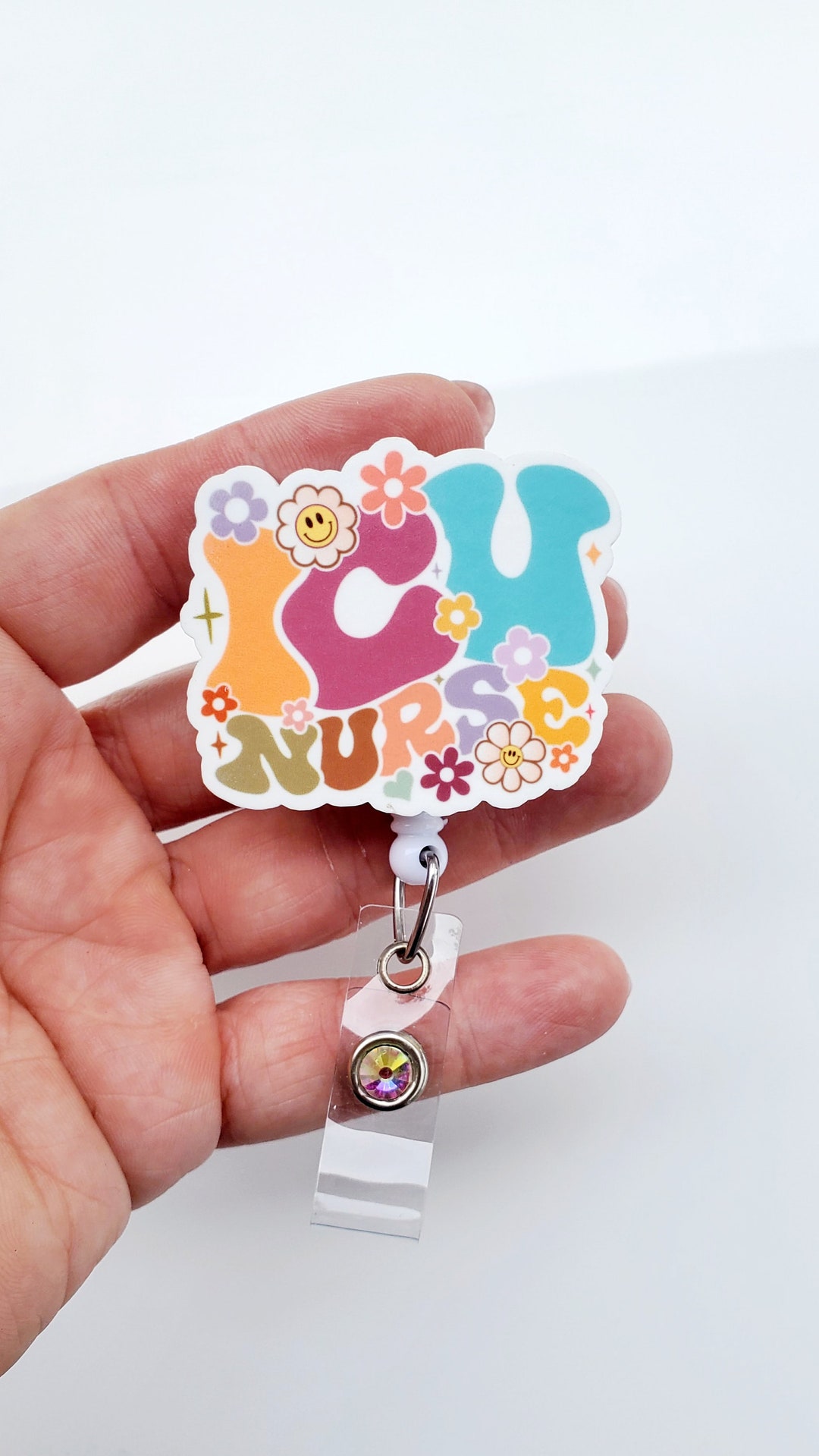 ICU Nurse Badge Reel Icu Rainbow Badge Icu Nurse Carabiner Nurse ...