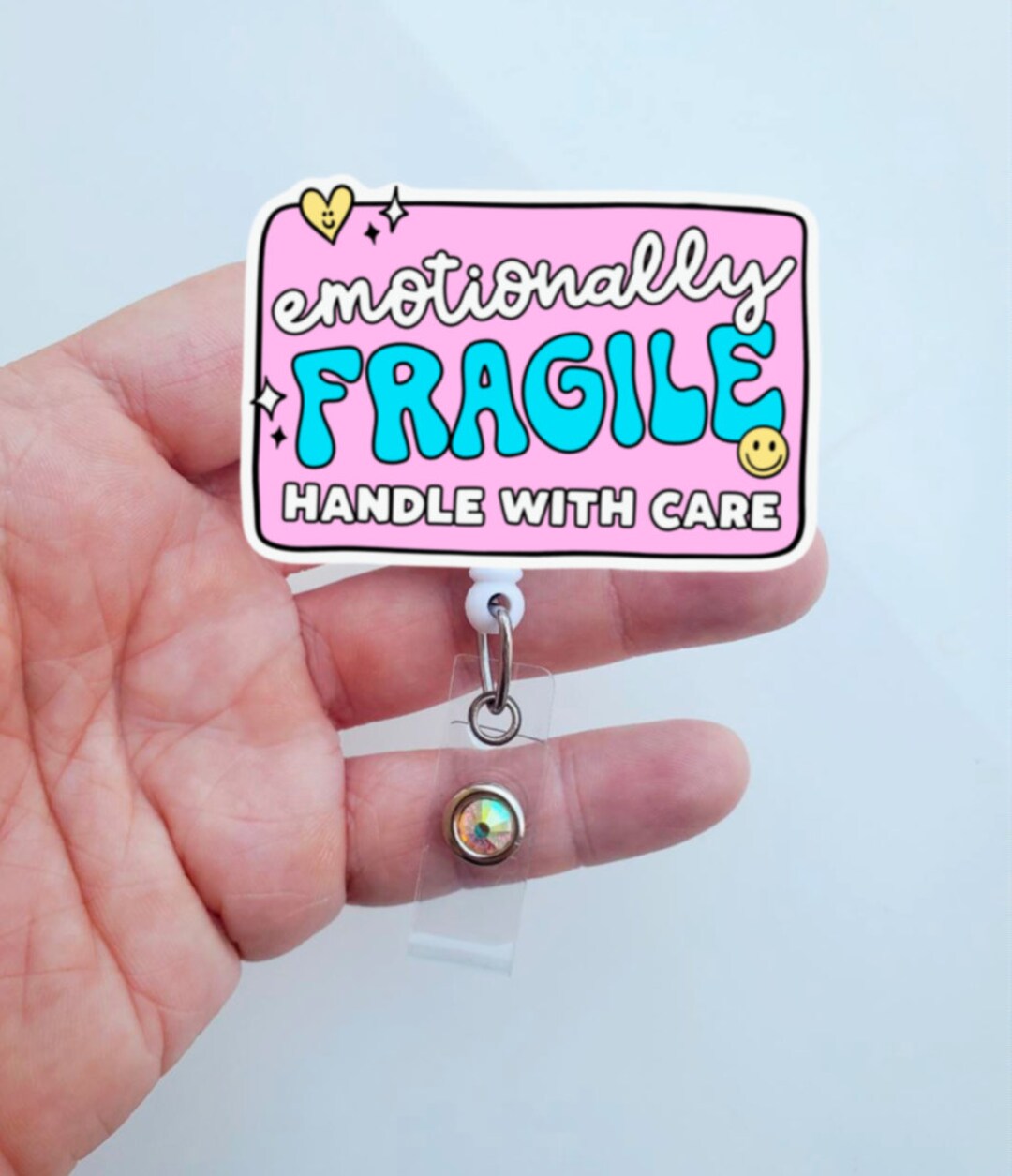 Emotionally Fragile Handle With Care Badge Reel | Mental Health Badge ...