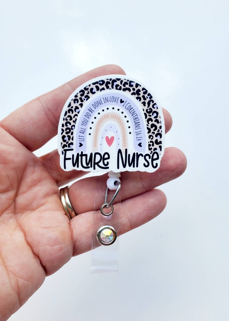 Future Nurse Badge Reel Future Nurse Rainbow Badge Boho - Etsy