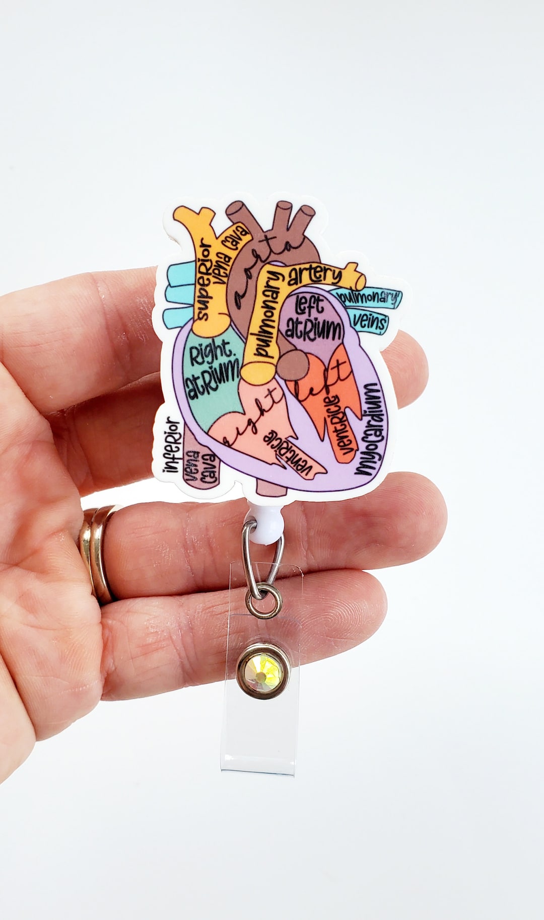 Anatomical Heart Diagram Badge Reel Cardiology Badge Monitor Tech Badge ...