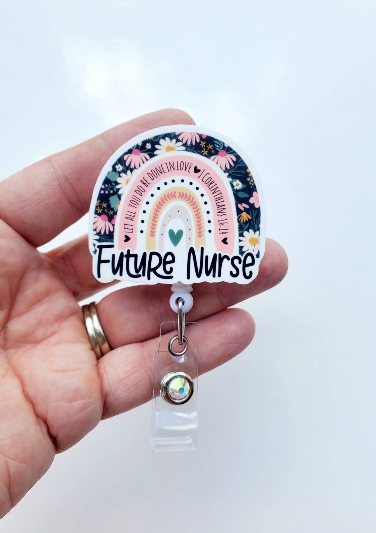 Future Nurse Badge Reel Future Nurse Rainbow Badge Boho - Etsy