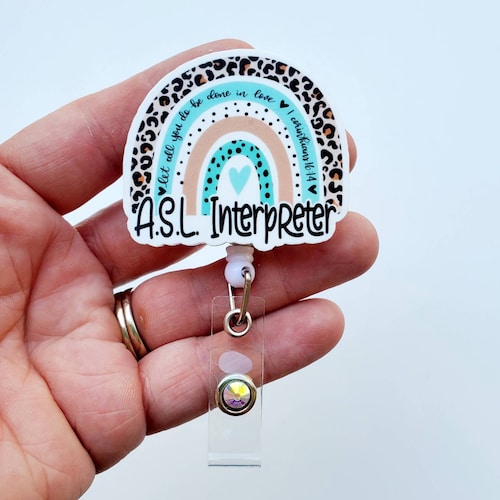 ASL Interpreter Badge Reel ASL American Sign Language Badge - Etsy