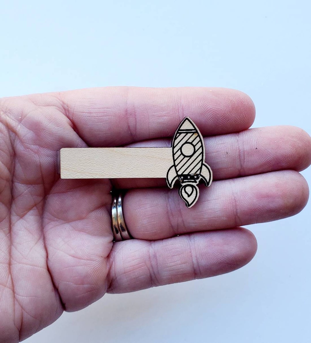 Rocket Tie Bar | Space Rocket Tie Bar | Tie Bar | Gifts for Him | Wood ...