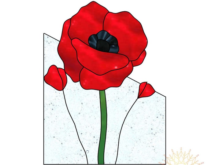 Stained Glass Poppy Pattern Digital Download PDF Stained Glass Flower ...