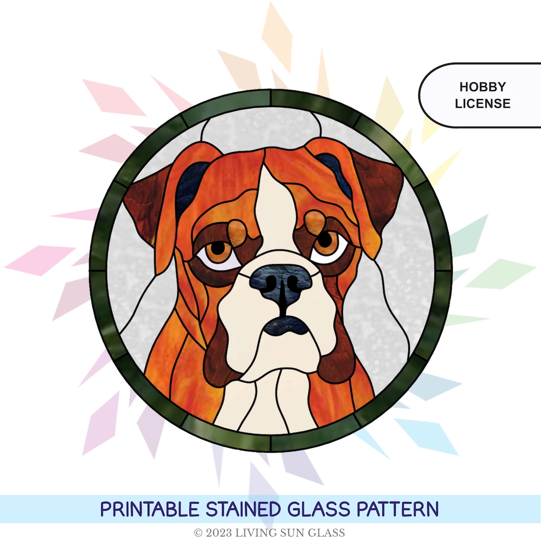 Boxer Stained Glass Pattern - Digital Pattern Download - - Etsy
