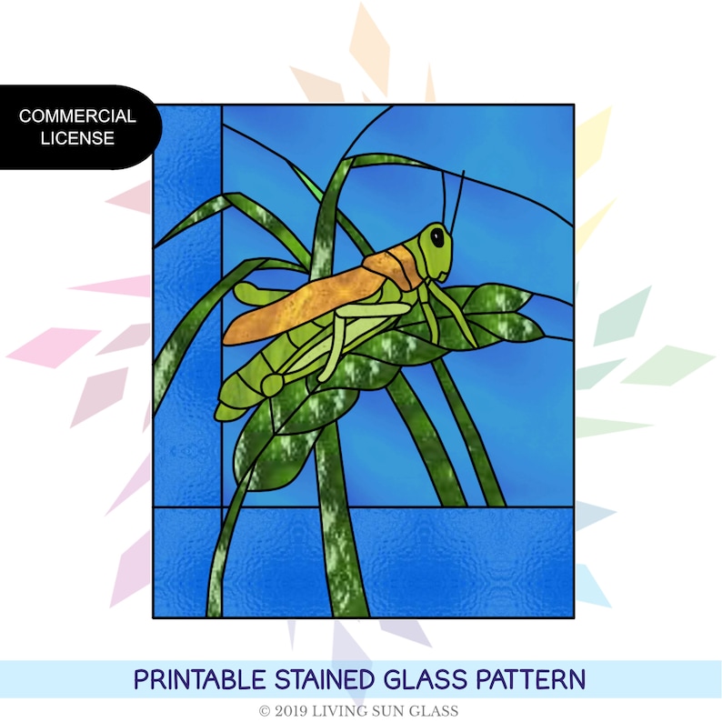 Grasshopper Stained Glass Pattern Panel Printable Pattern - Etsy