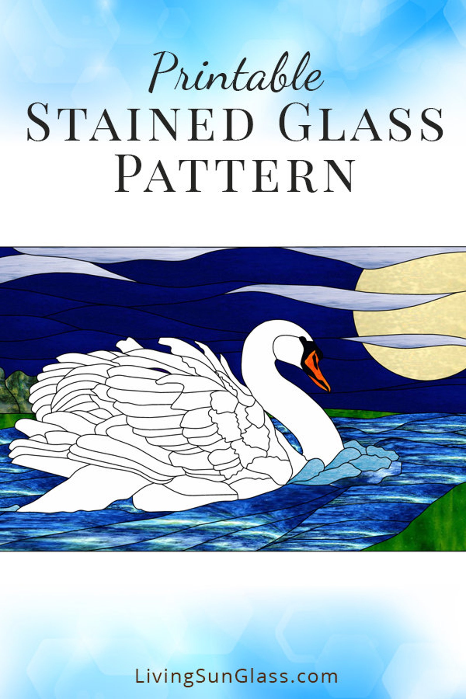 Stained Glass Swan Pattern - Digital Download PDF - Swan Pattern ...