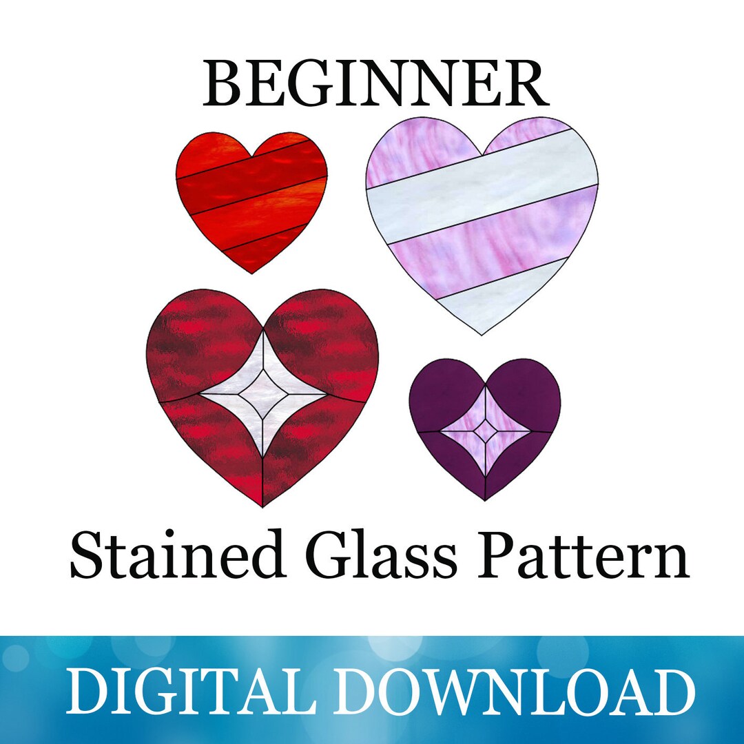 Valentines Gift Pattern - Stained Glass Pattern - Valentine Hearts ...