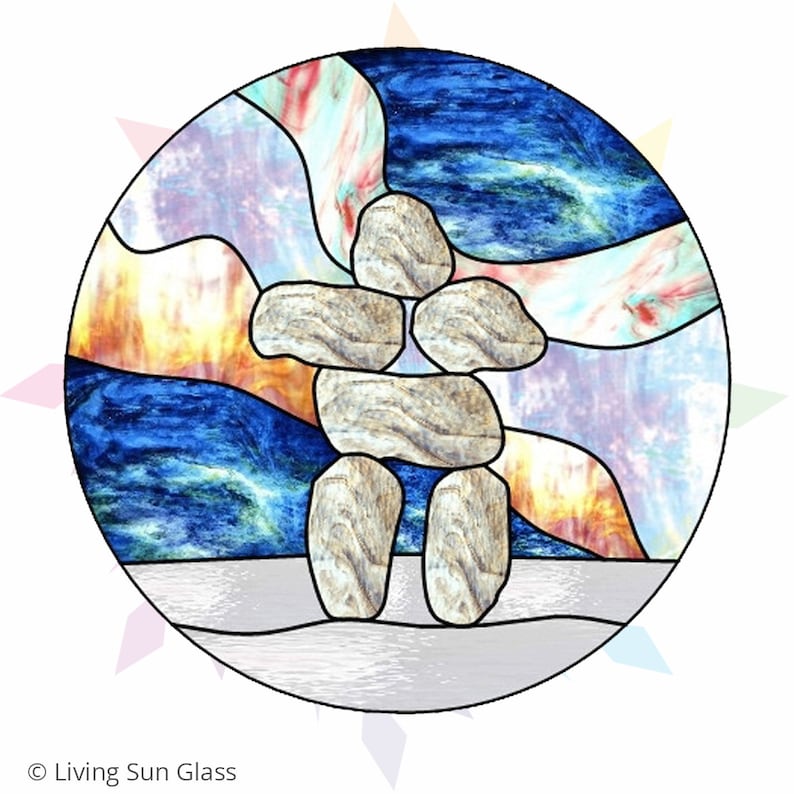 Inukshuk Stained Glass Patterns - Northern Lights - Beginner ...
