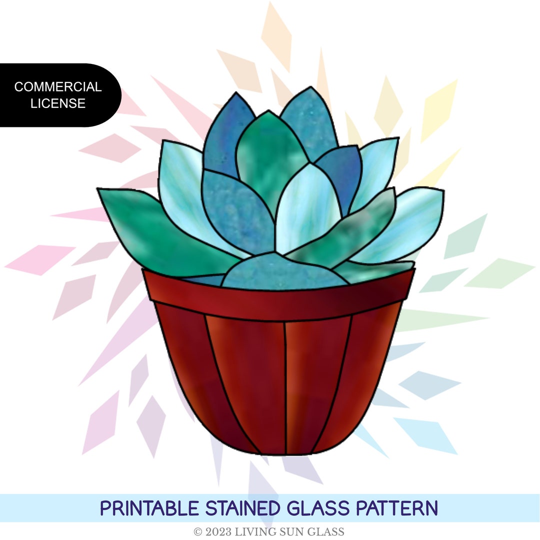 Potted Succulent Stained Glass Pattern - Digital Pattern Download ...