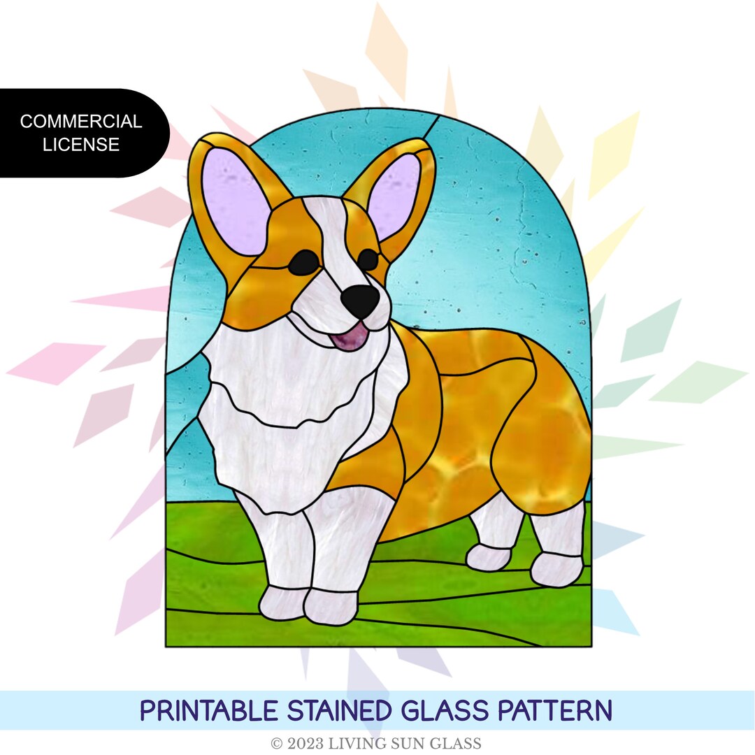 Corgi Stained Glass Pattern - Digital Pattern Download - Commercial ...