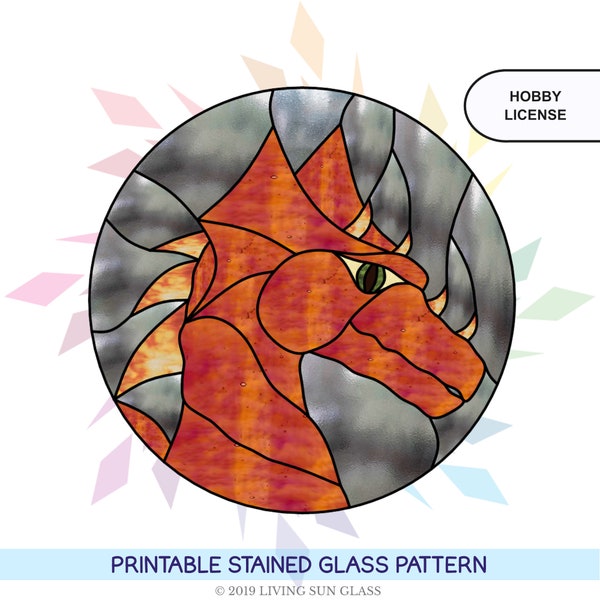 Stained Glass Mosaic Dragon Pattern - Etsy
