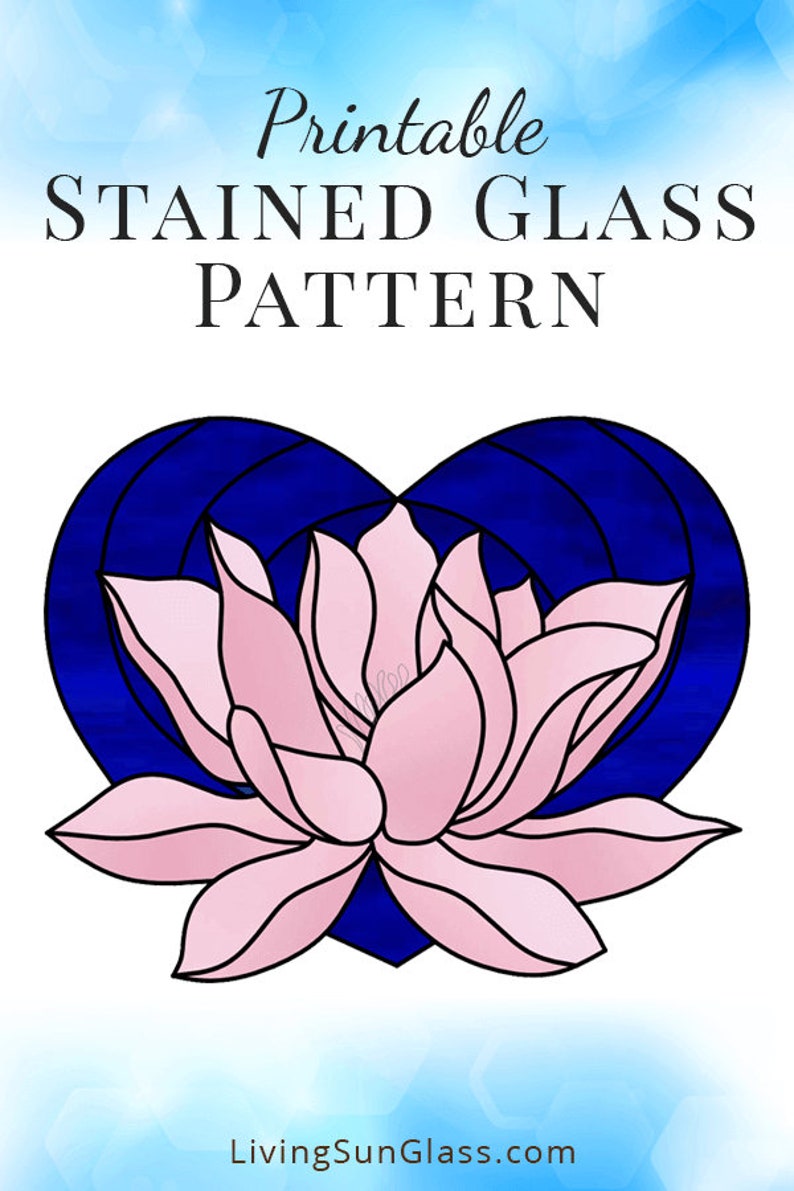 Lotus Flower Stained Glass Pattern - Digital Download PDF - Stained ...