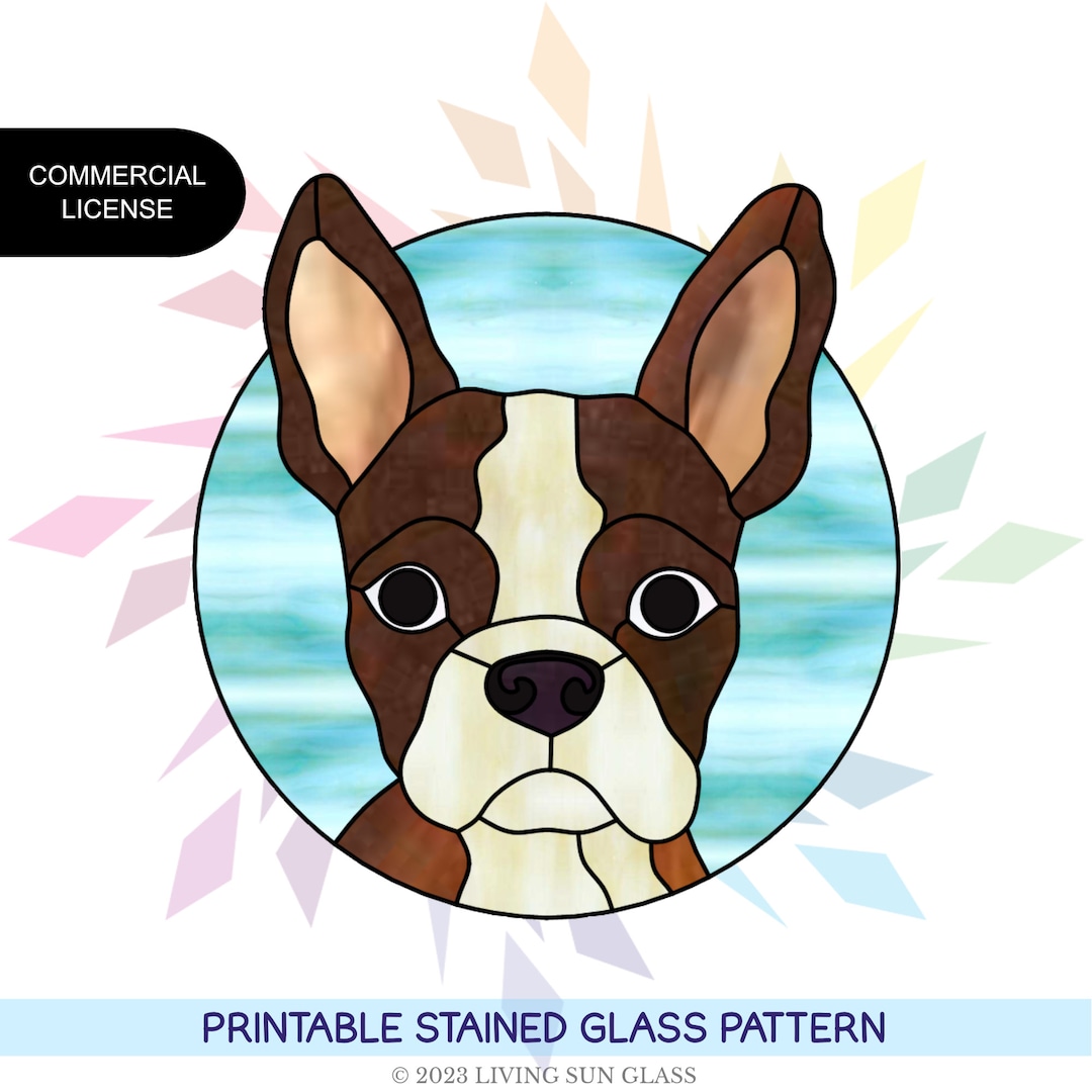 Boston Terrier Stained Glass Pattern - Digital Pattern Download ...