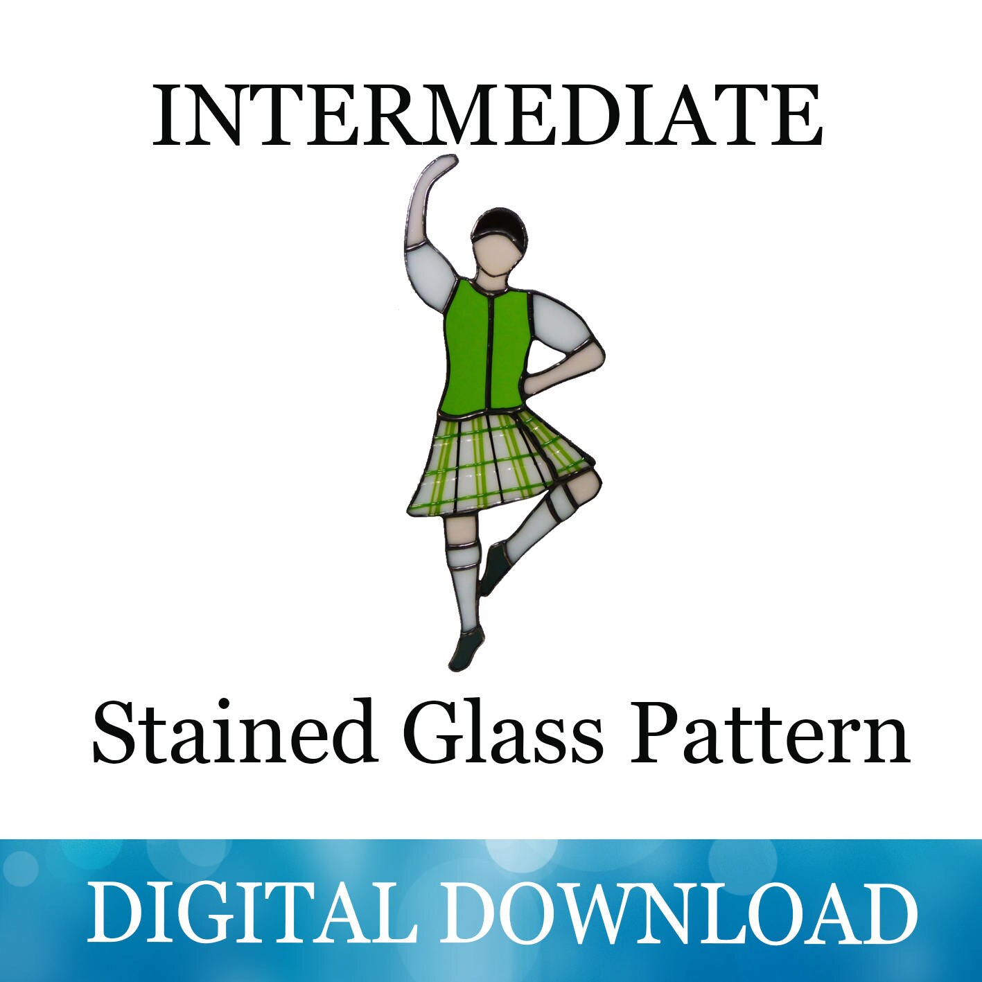 Stained Glass Pattern Highland Dancer Celtic Stained Glass | Etsy
