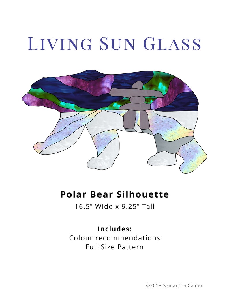 Stained Glass Polar Bear Pattern Northen Lights Inukshuk | Etsy