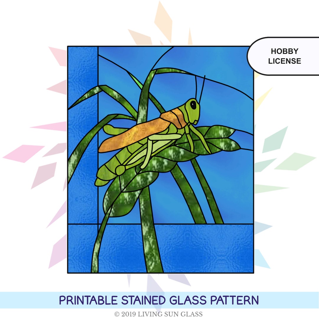 Grasshopper Stained Glass Pattern - Panel Printable Pattern - Digital ...
