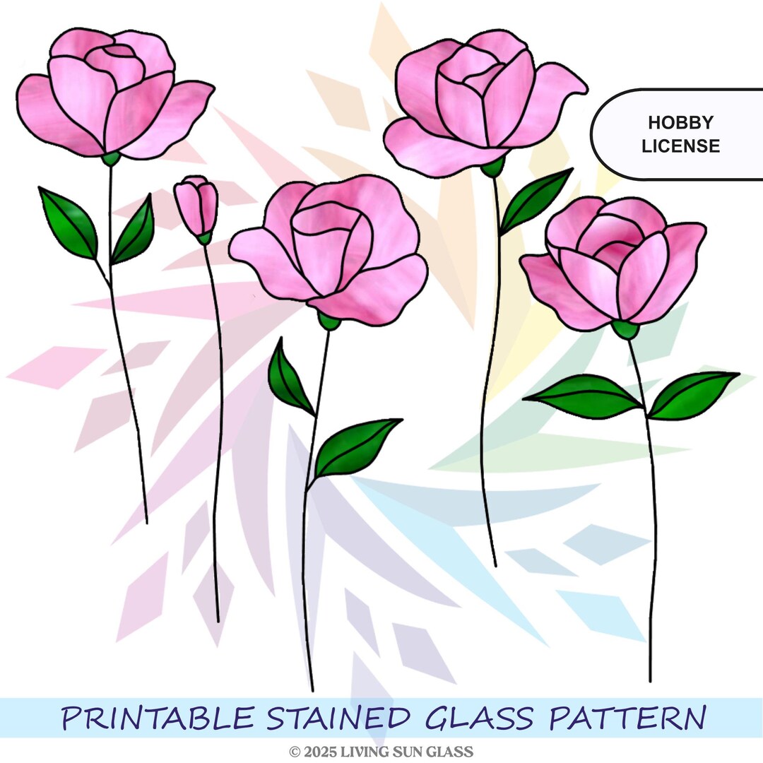 Stained Glass Wild Rose Pattern – Printable PDF Download – DIY Flower ...